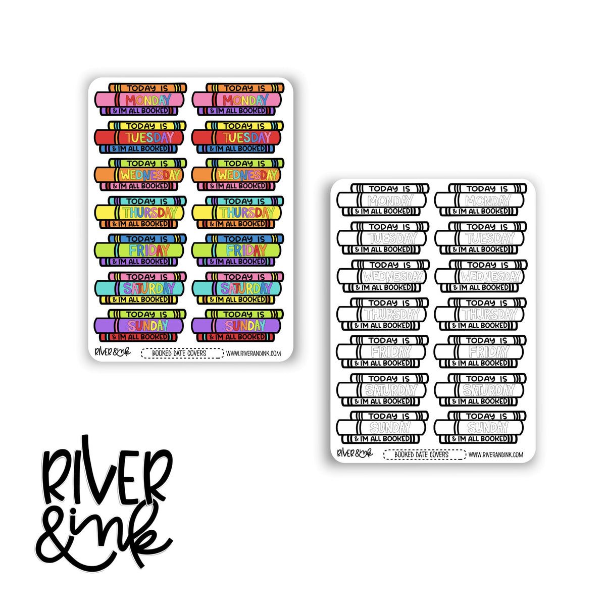 All Booked Date Covers | Hand Lettered Planner Stickers – River & Ink