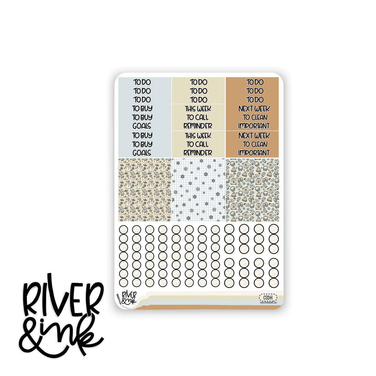 Comfy Snow Day | Vertical Stickers Kit Planner Stickers – River & Ink