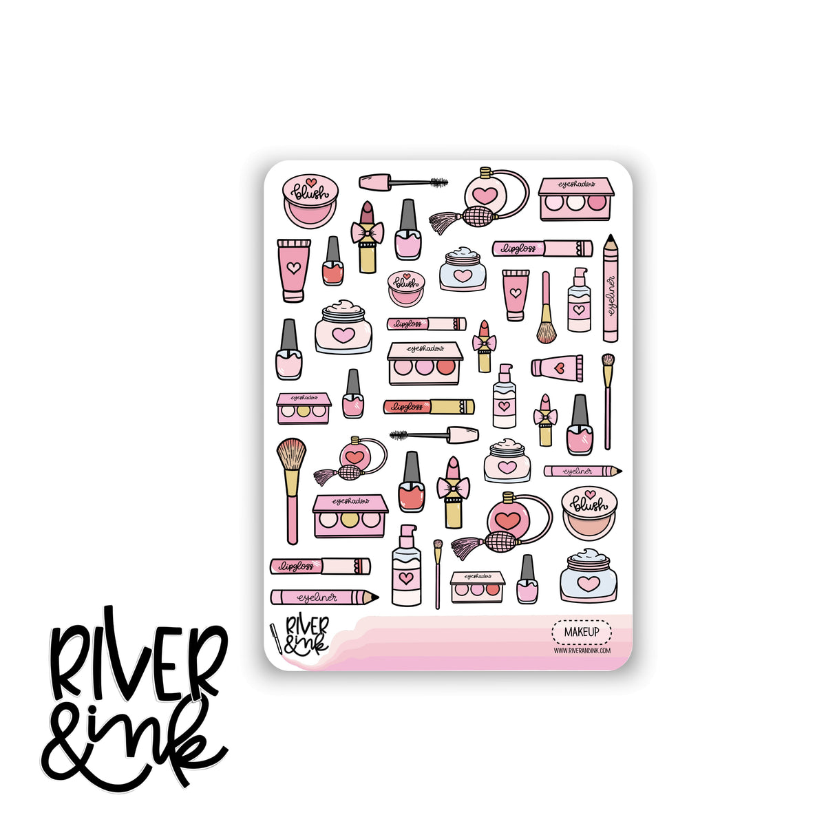 Makeup Deco | Hand Drawn Planner Stickers – River & Ink