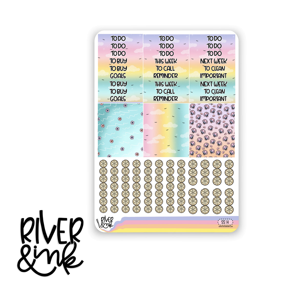 Summer Sunsets | Vertical Stickers Kit Planner Stickers – River & Ink