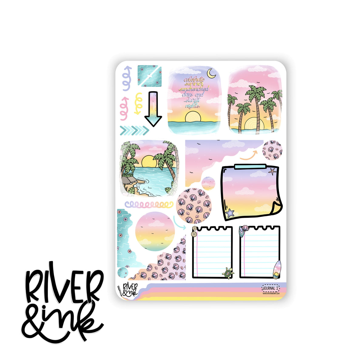 Summer Sunsets | Journaling Stickers Kit – River & Ink