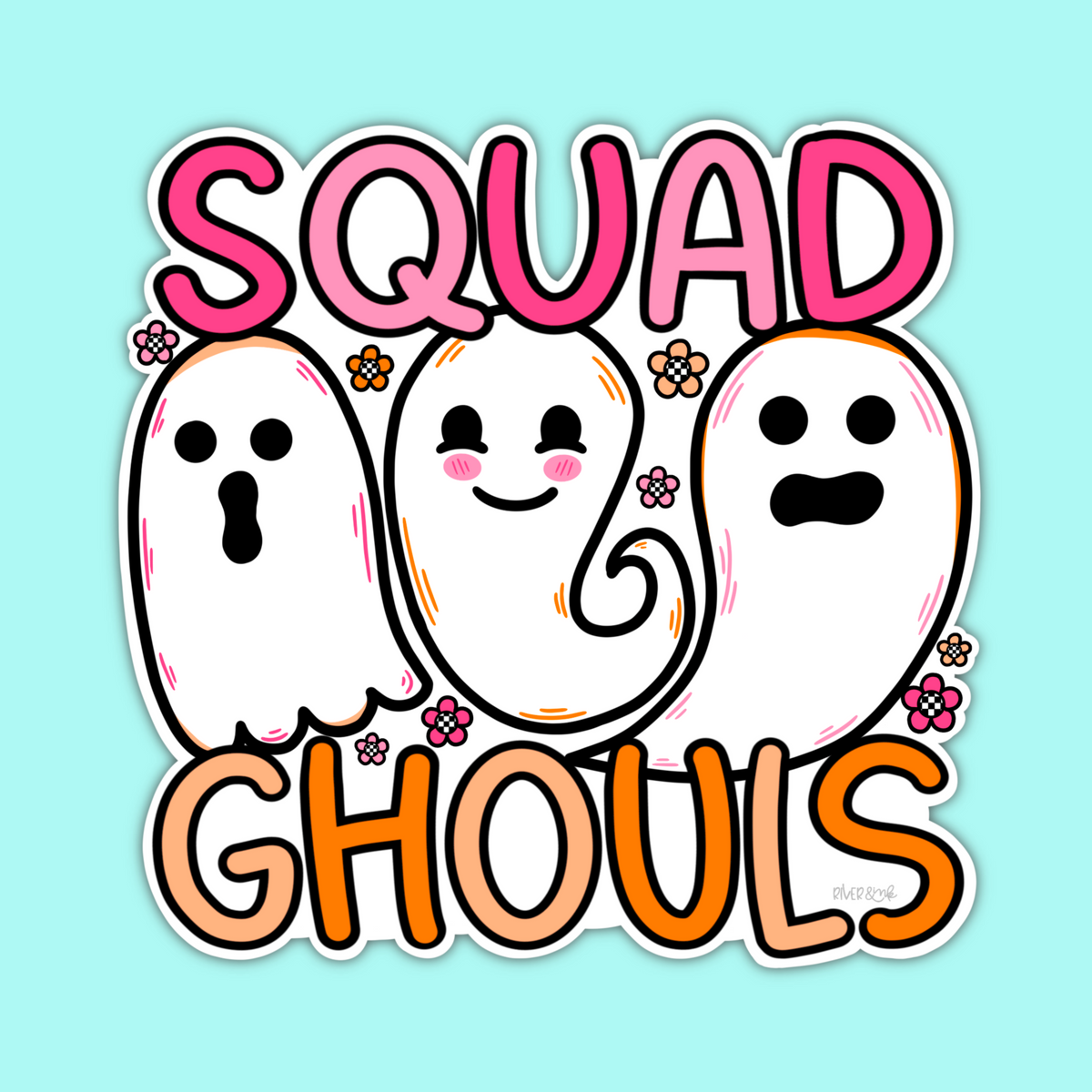 Squad Ghouls | Hand Drawn Vinyl Sticker – River & Ink