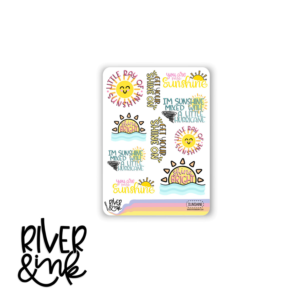 Sunshine Quotes 1 | Hand Lettered Planner Stickers – River & Ink