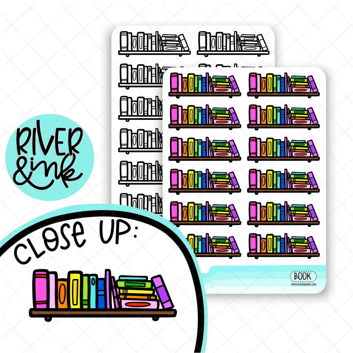 Book Shelf Divider | Hand Drawn Planner Stickers – River & Ink