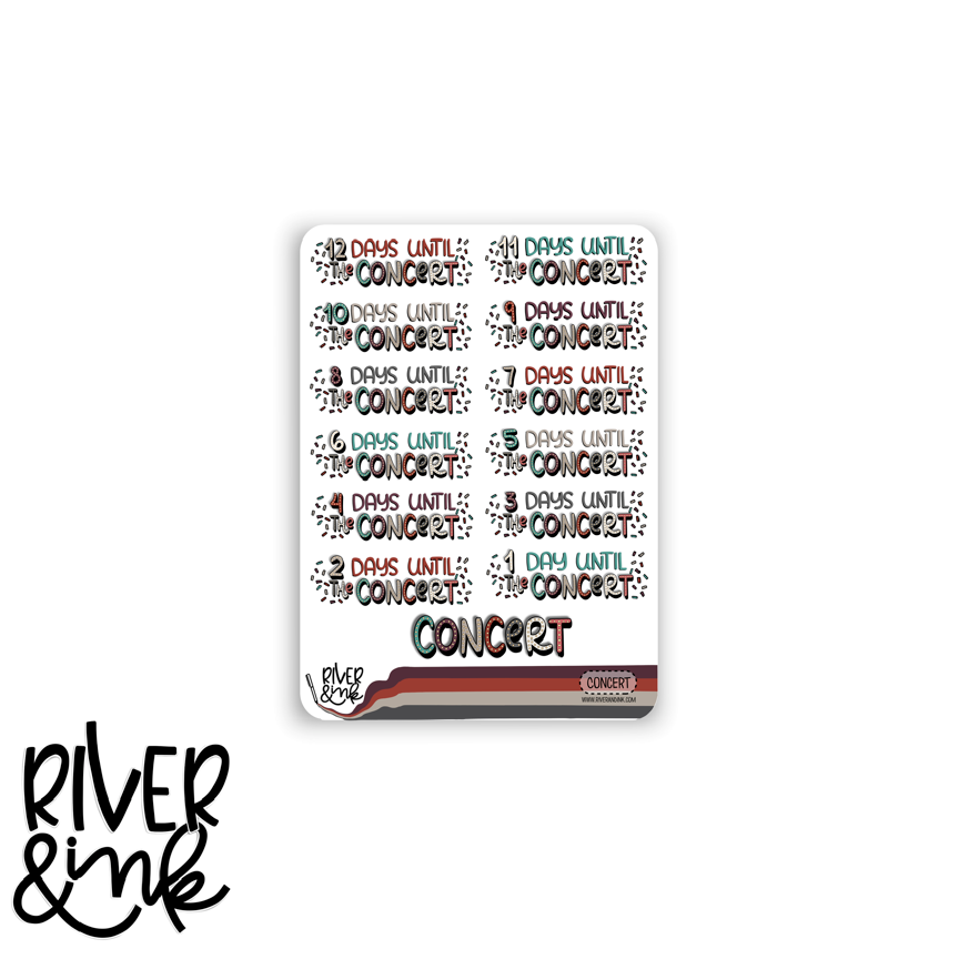 Concert Countdown | Hand Lettered Planner Stickers – River & Ink