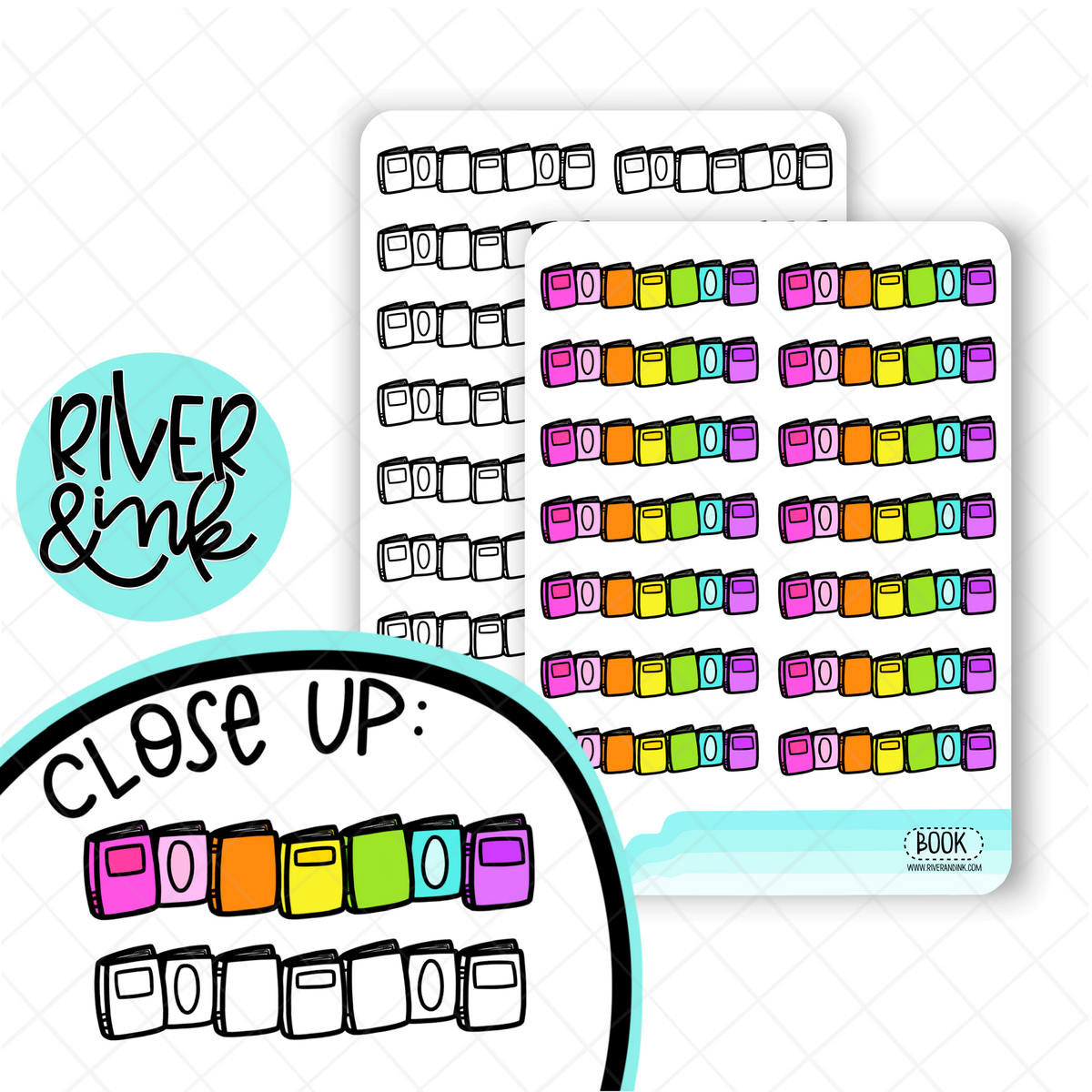 Book Divider | Hand Drawn Planner Stickers – River & Ink