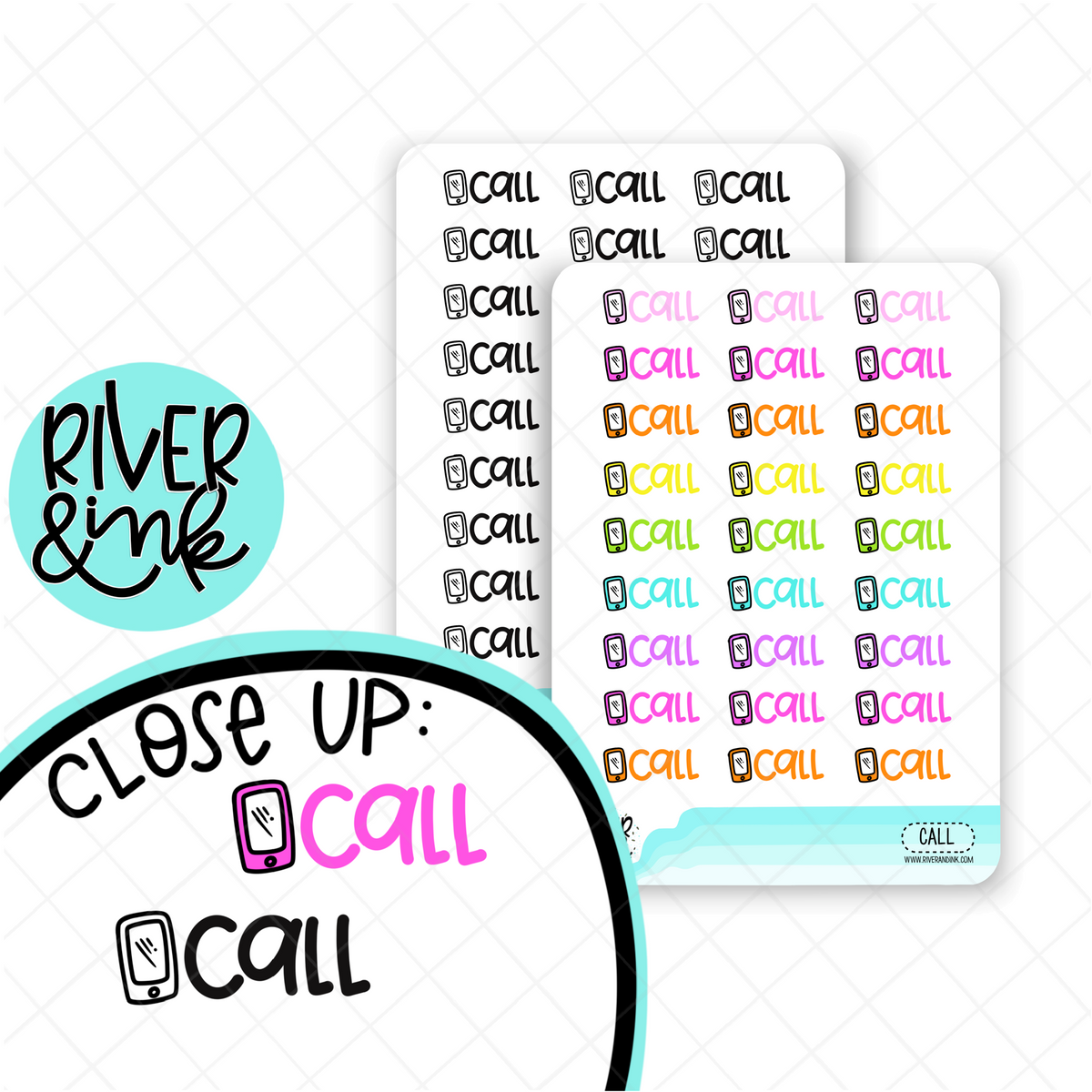 Call Phone | Hand Lettered Planner Stickers – River & Ink