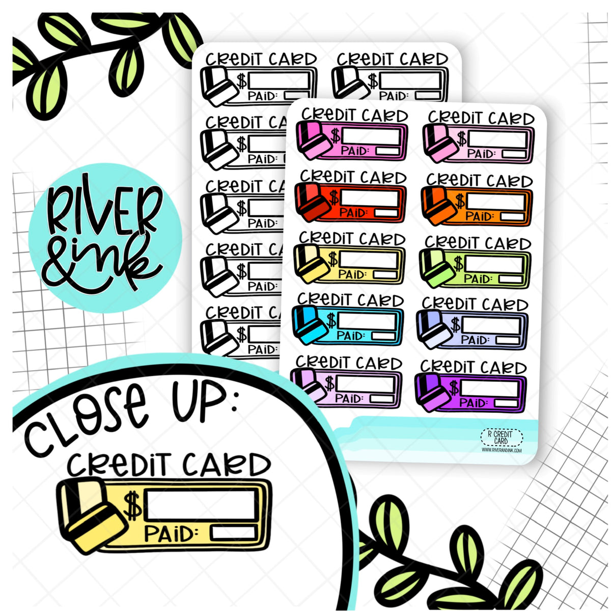 Credit Card Bill Budget Quarter Boxes | Hand Lettered Planner Stickers ...