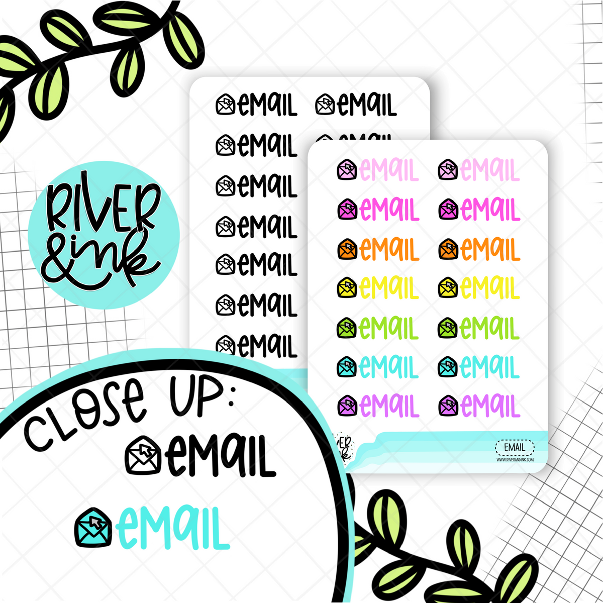 Email | Hand Lettered Planner Stickers – River & Ink