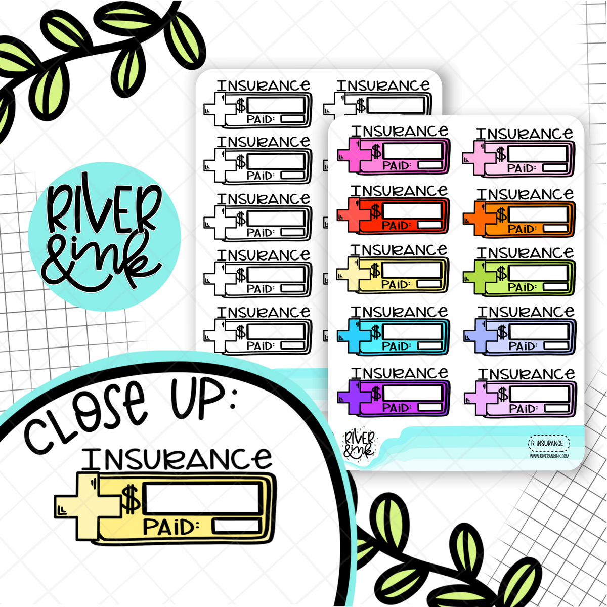 Insurance Bill Budgeting Quarter Boxes | Hand Drawn Planner Stickers ...