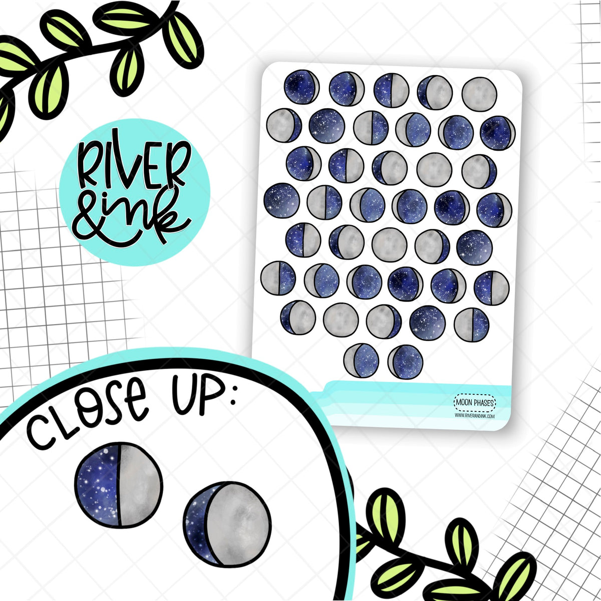 Moon Phases | Planner Stickers – River & Ink