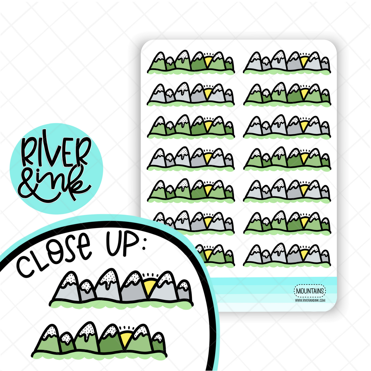 Mountain Dividers | Hand Drawn Planner Stickers – River & Ink