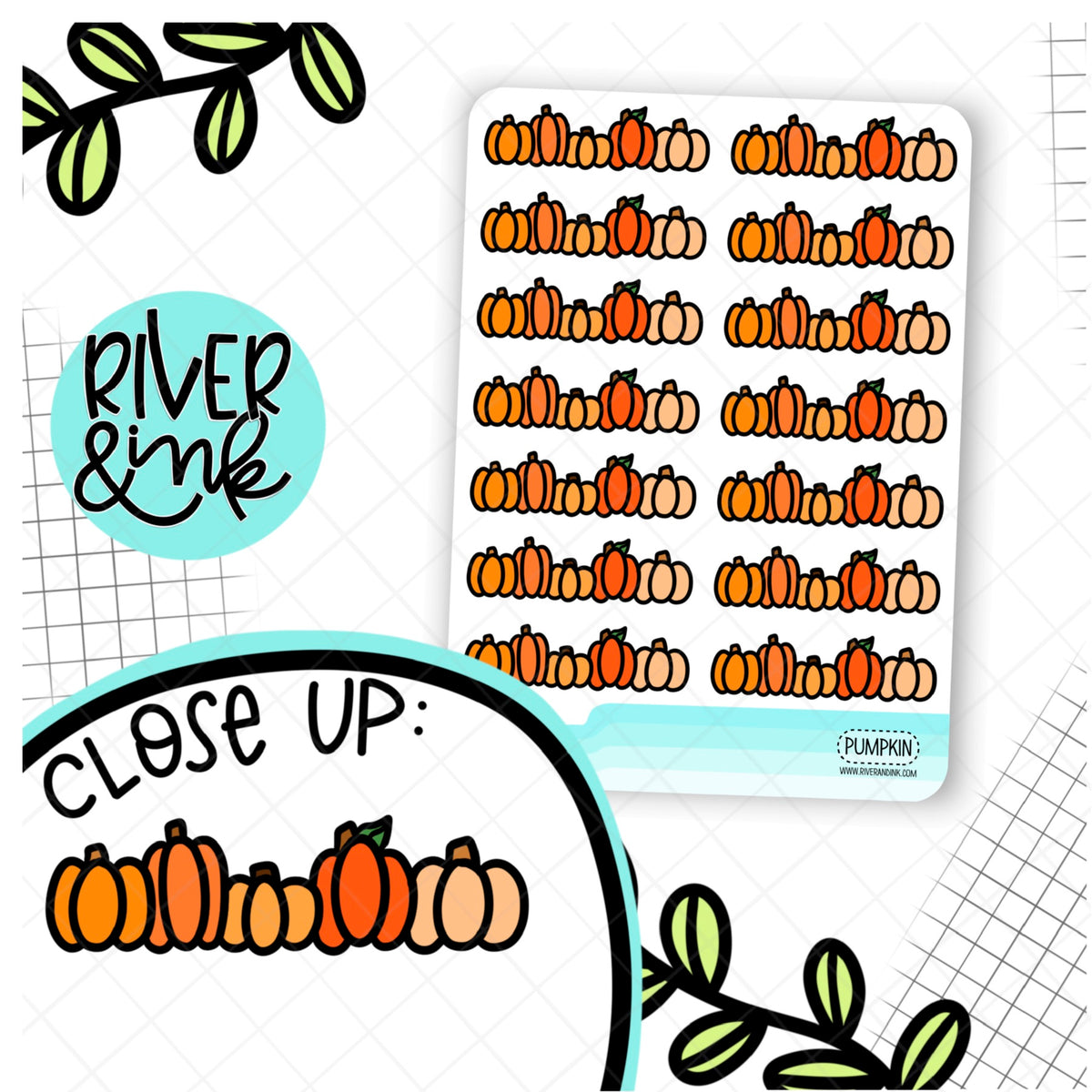 Pumpkin Divider | Hand Drawn Planner Stickers – River & Ink
