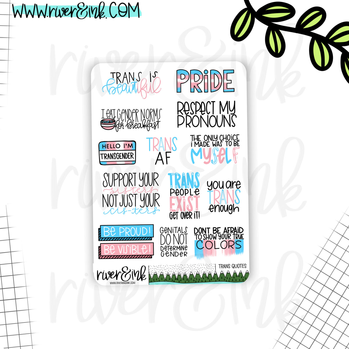 Transgender Pride Quote Planner Stickers – River & Ink
